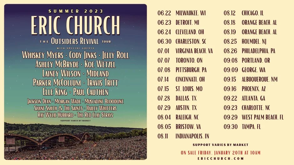 Get Presale Access To Eric Church The Outsiders Revival Tour