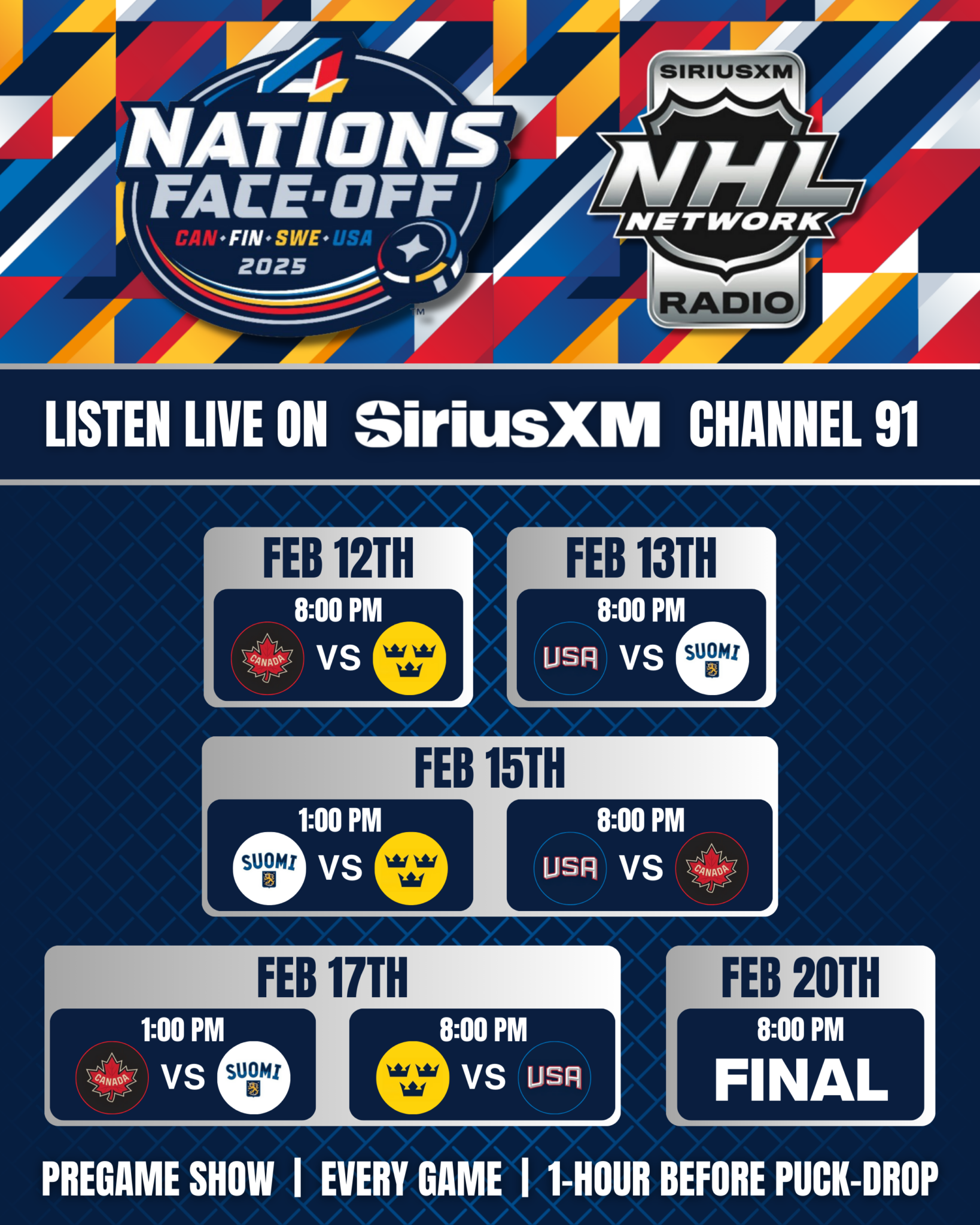 Hear 4 Nations Face-Off On SiriusXM NHL Network Radio